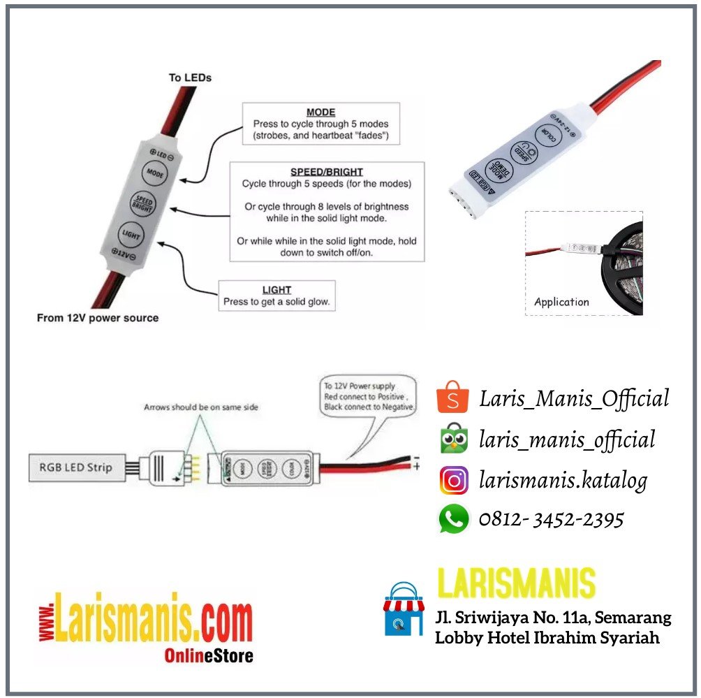 Led Controller Rgb Dimmer Mini 12-24V 6A Modul Led Controler Dimmer B