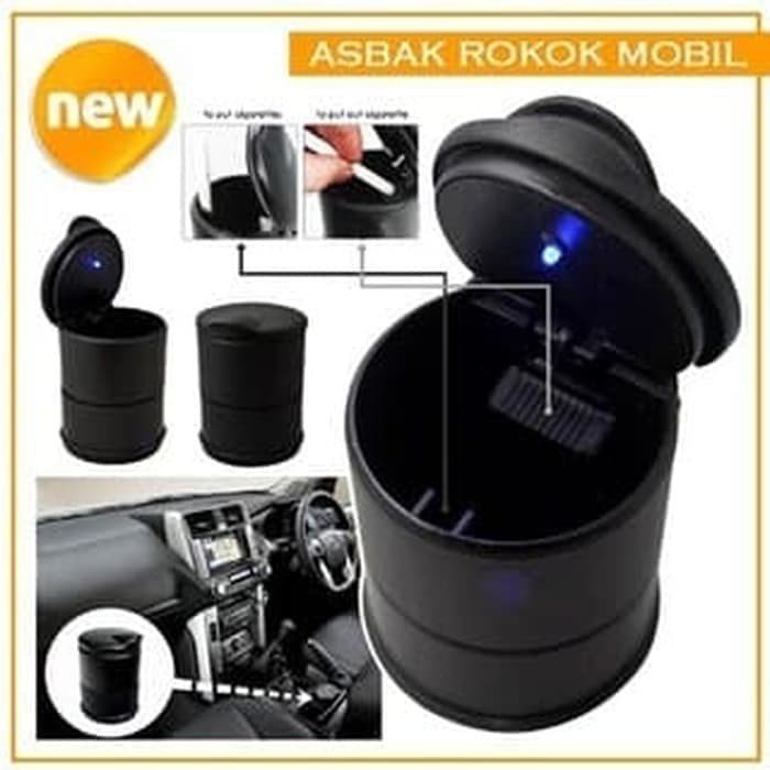 ASBAK MOBIL LED / CAR ASHTRAY / ASBAK PORTABLE HITAM POLOS