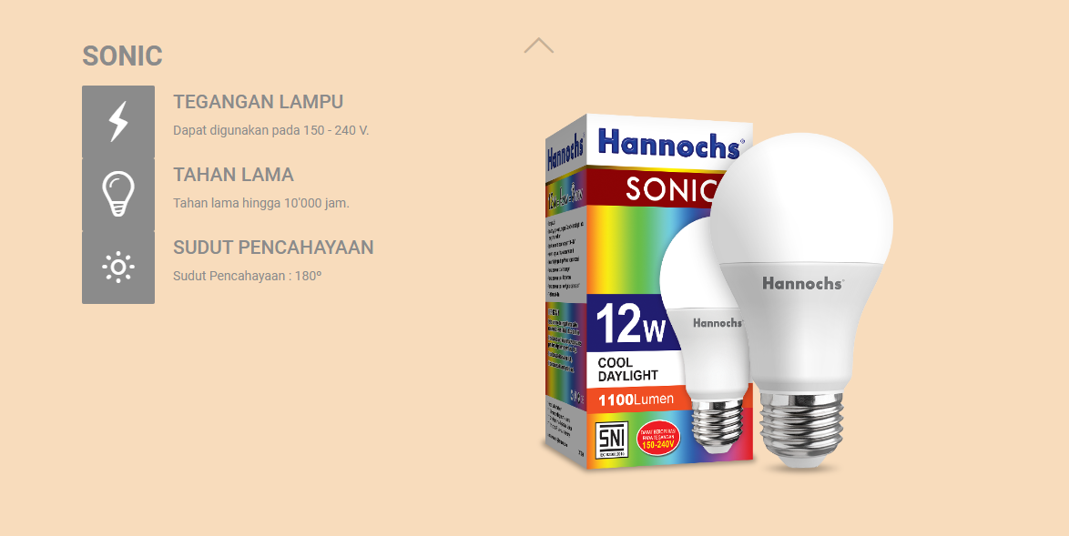 Lampu LED Hannochs Sonic 12 watt - Putih Kuning