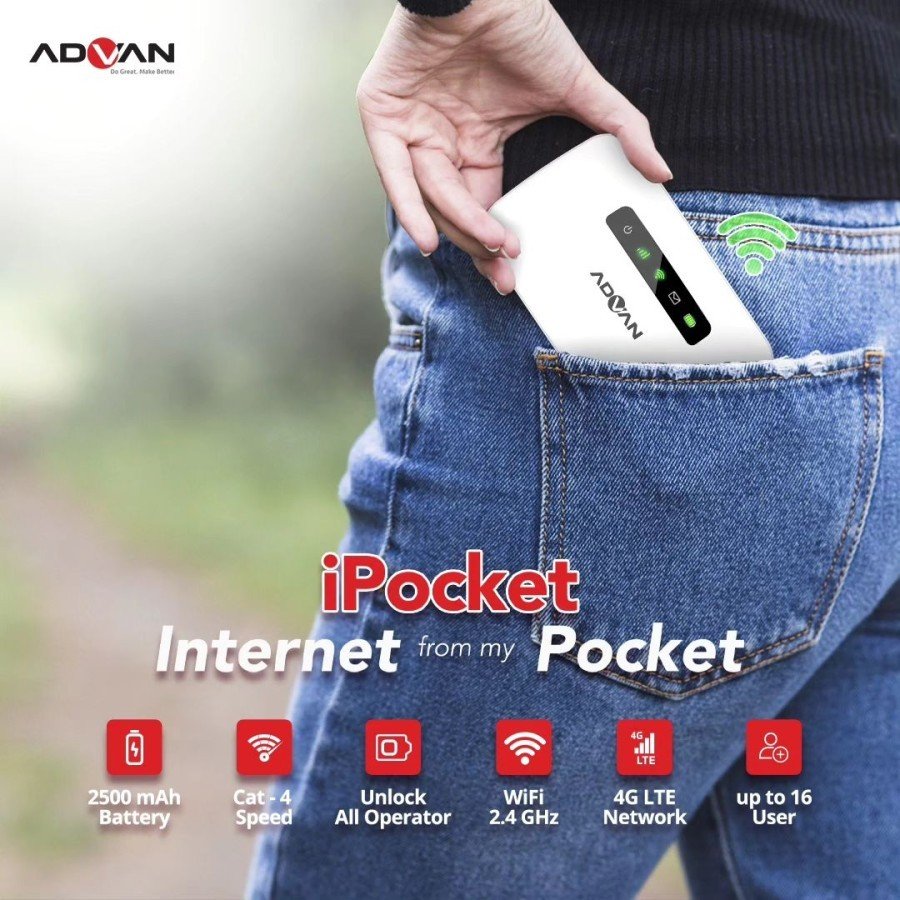 ADVAN IPOCKET MIFI MF01 UNLOCK ALL OPERATOR BATERAI 2500 MAH